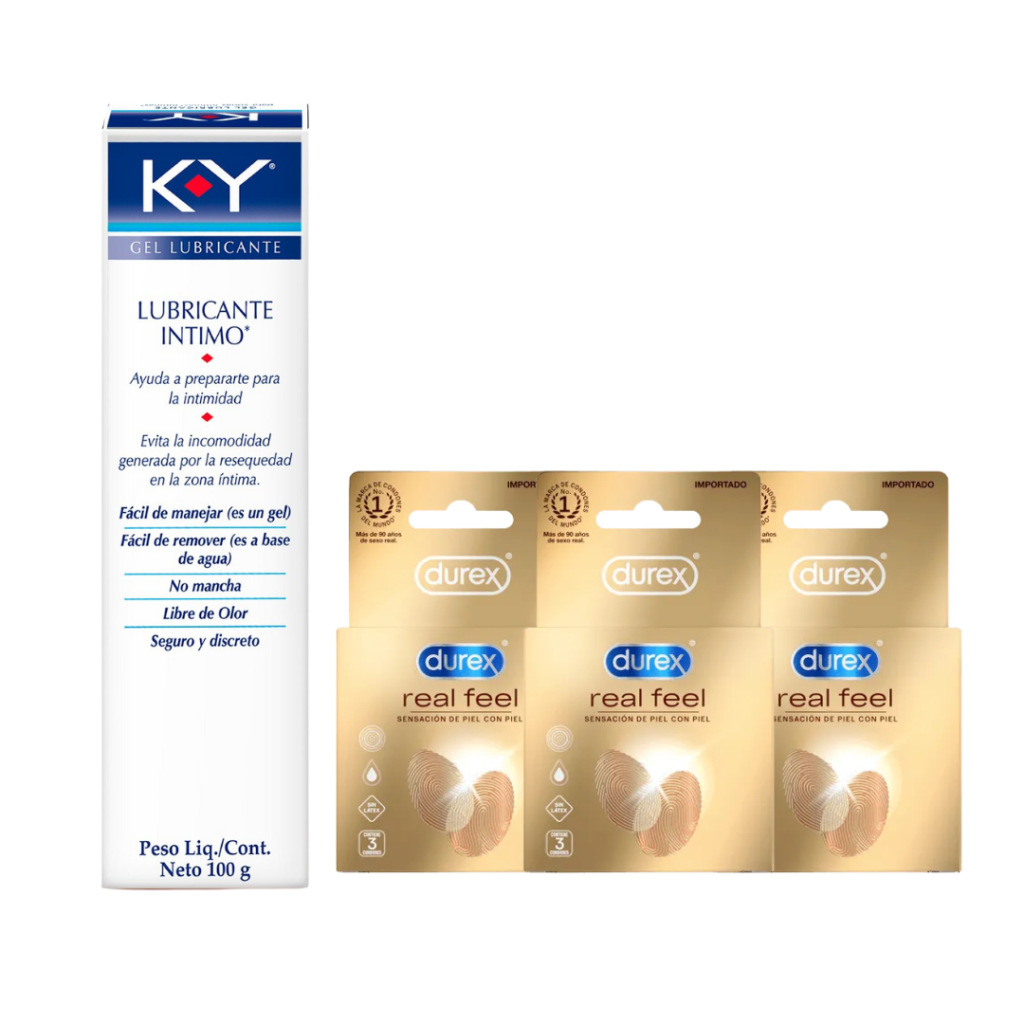 KY Gel Lubricante 100 gr + 3 Pack Real Feel Durex (Sin Látex) - Banana ...